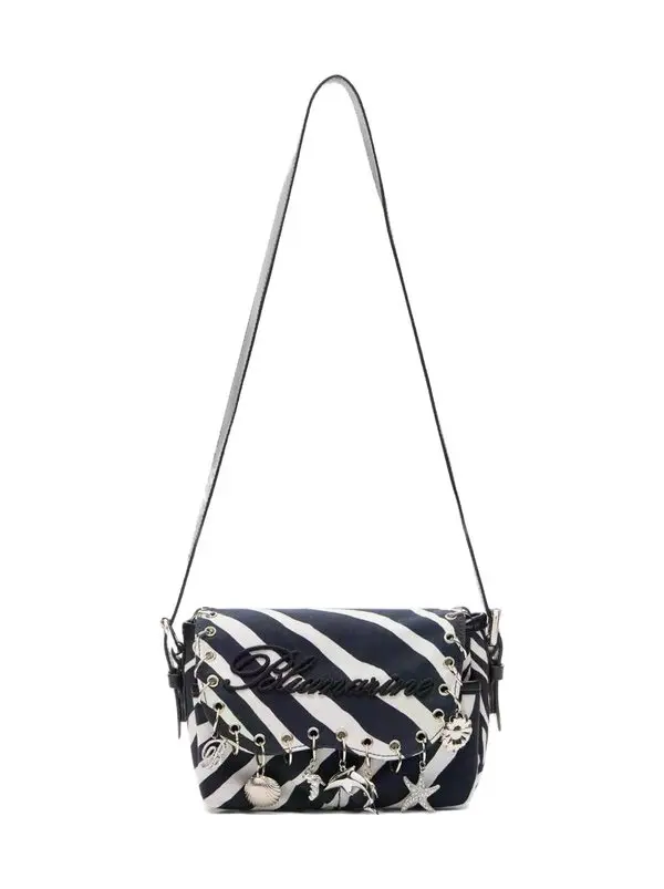 Blumarine Striped Mini Shoulder Bag - White