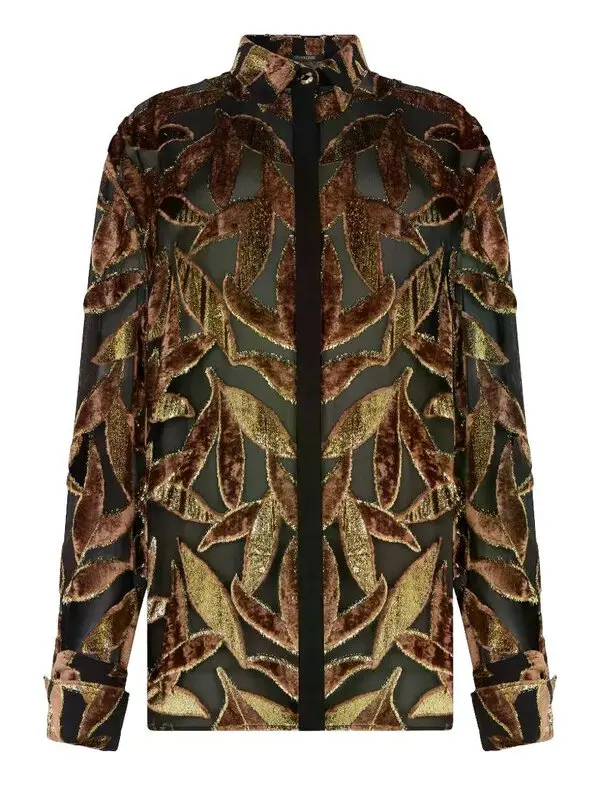 Roberto Cavalli Foliage Motif Shirt - Black
