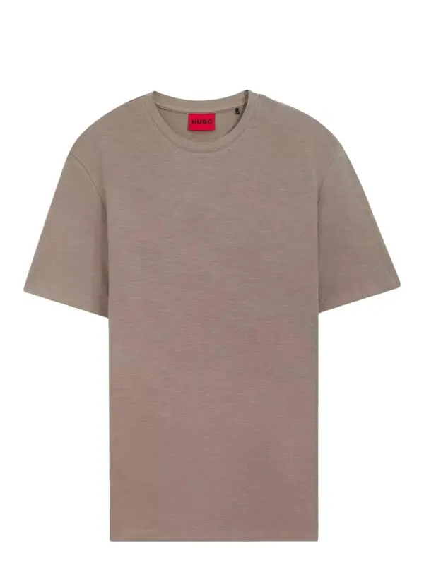 Hugo Slub-interlock T-shirt In A Slim Fit - Grey