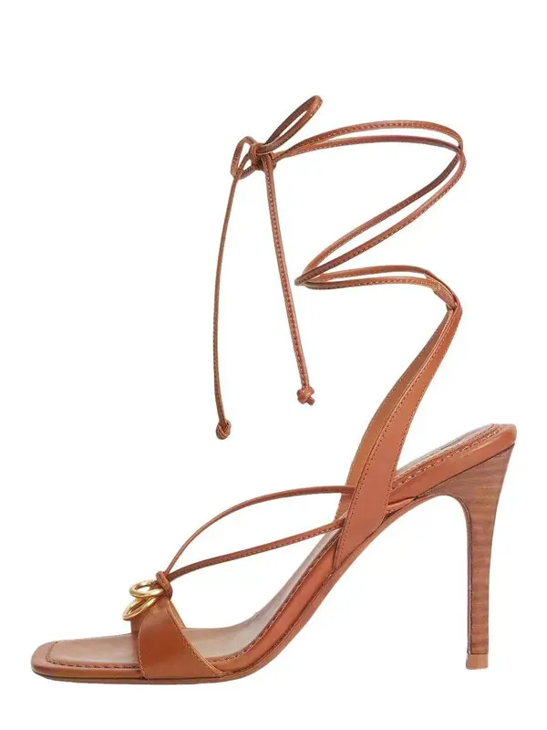 Polo Ralph Lauren Ring Detail Leather Heeled Sandals - Brown