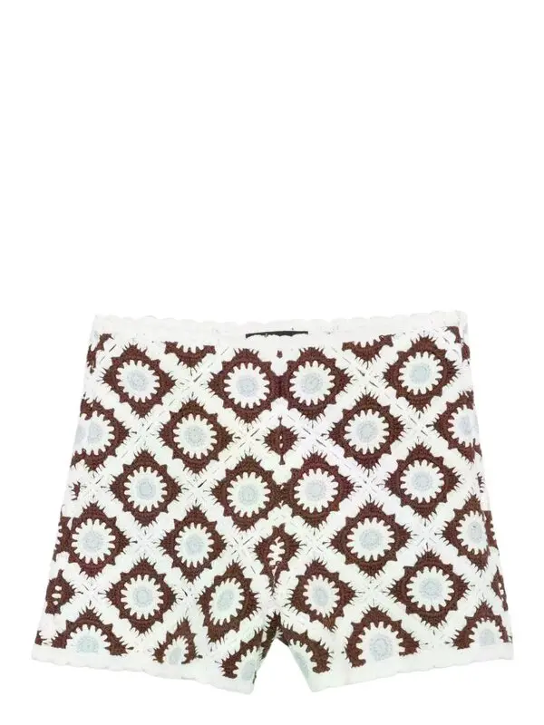 Maje Crochet Knit Patterned Shorts - White