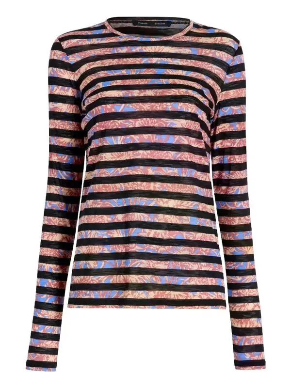 Proenza Schouler Mia Printed Striped Top - Black