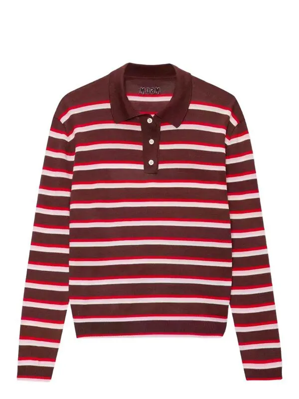 MSGM Striped Polo Knitwear - Brown