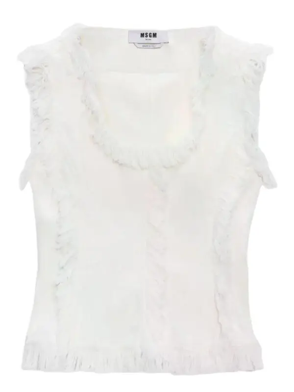 MSGM Ruffled Fringed Blouse - White
