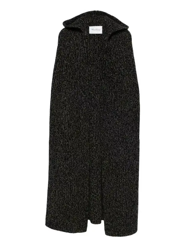 Max Mara Bombo Knitted Hooded Cape - Black