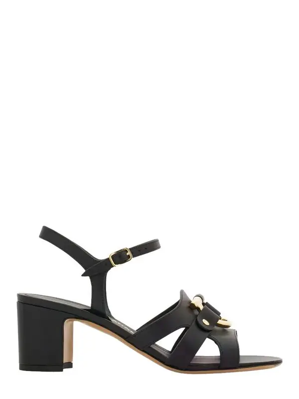 FERRAGAMO Gancini Ornament Sandals - Black