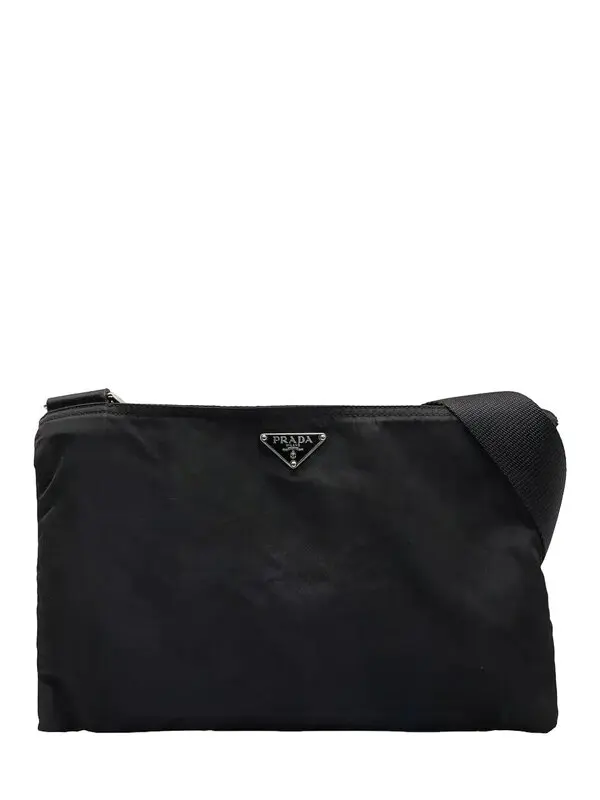 Prada Triangle Logo Crossbody Bag - Black