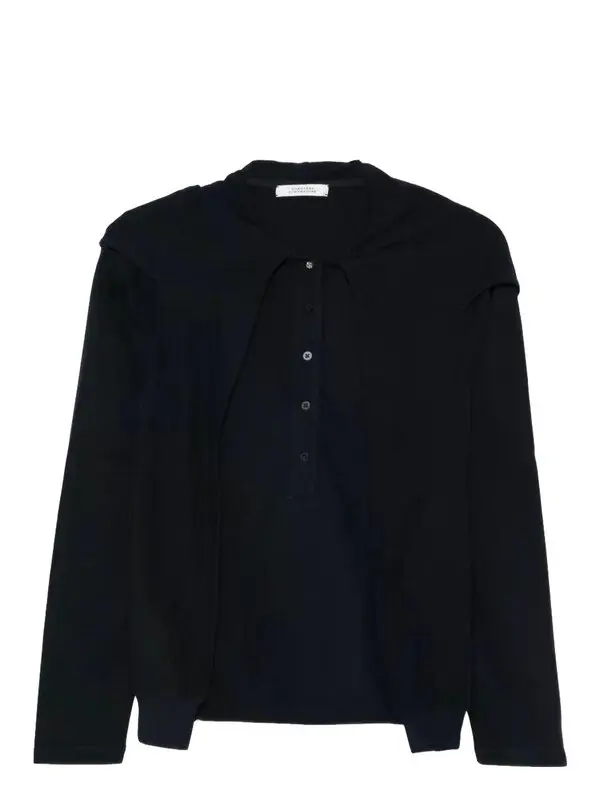 Dorothee Schumacher Buttoned Top With Draped Long Sleeves - Black