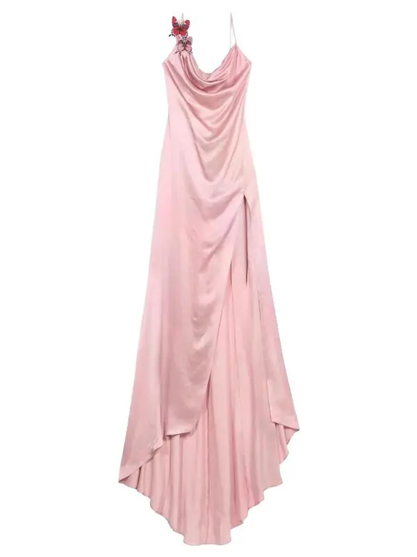 Blumarine Butterfly-appliqué Split-front Maxi Dress - Pink