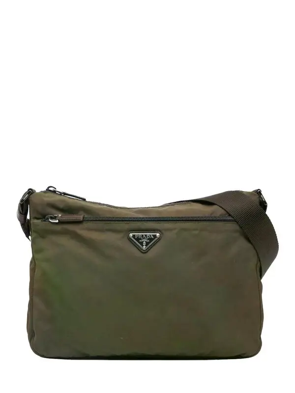 Prada Tessuto Zip Top Crossbody Bag - Brown