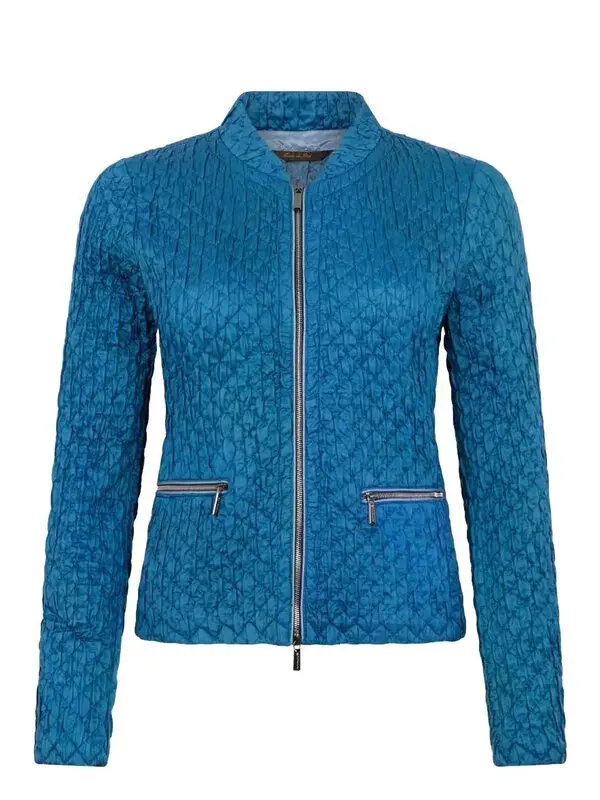 MOORER Quilted Zip-front Jacket - Blue