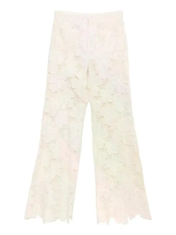 Sandro Floral Embroidered Lace Trousers - Neutrals