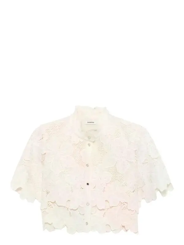 Sandro Floral Lace Shirt - Neutrals