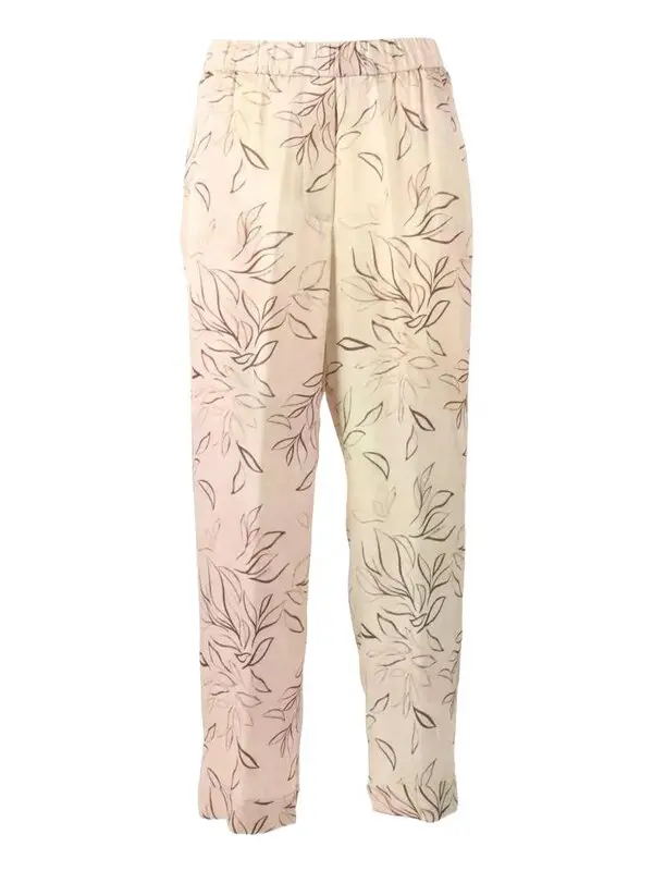 Peserico Floral-print Trousers - Neutrals