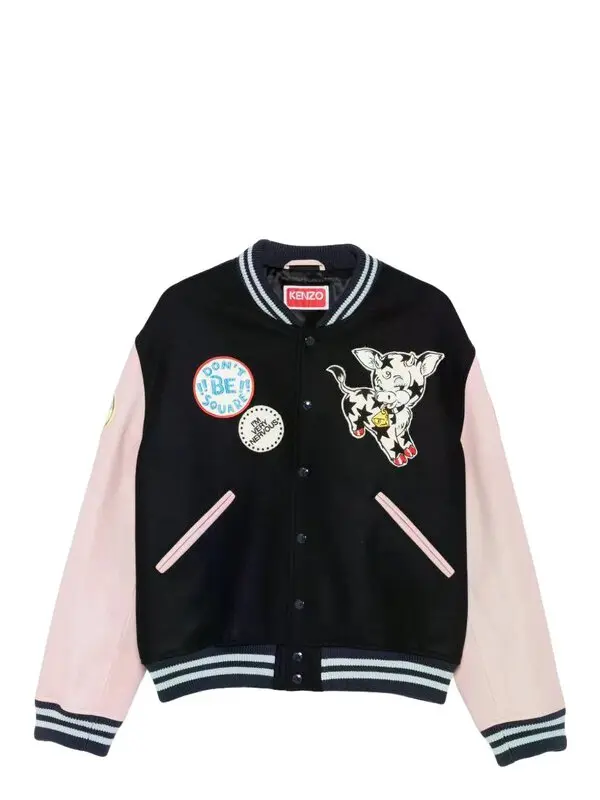 Kenzo Badges-embroidered Bomber Jacket - Blue