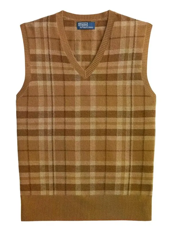 Polo Ralph Lauren Plaid Pattern Vest - Brown