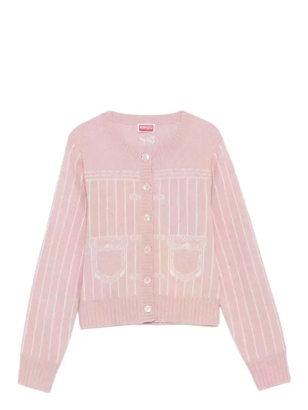 Kenzo Striped Buttoned Cardigan - Pink