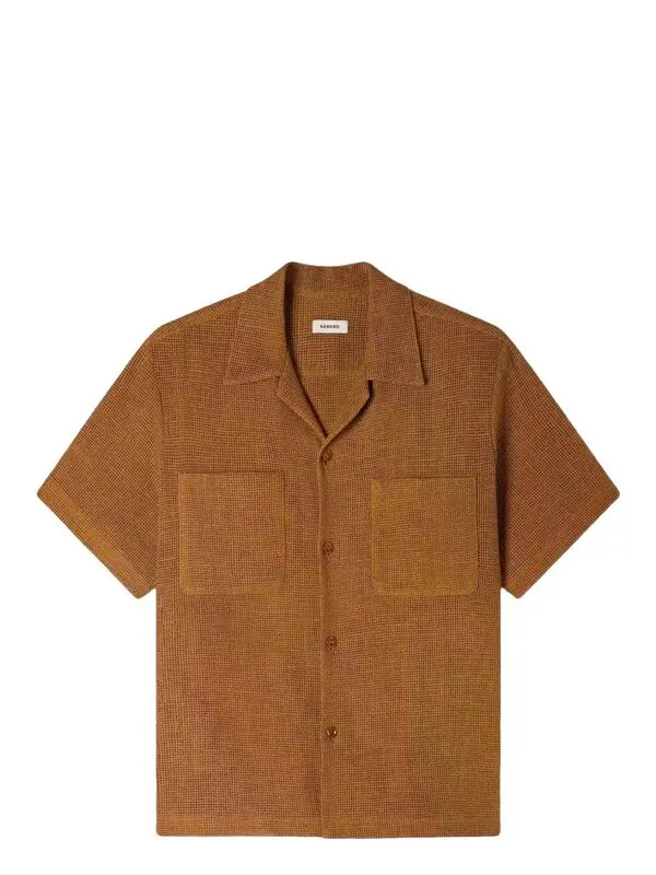 Sandro Openwork Mesh Shirt - Brown