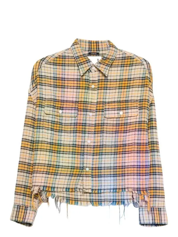 R13 Plaid Frayed Shirt - Yellow