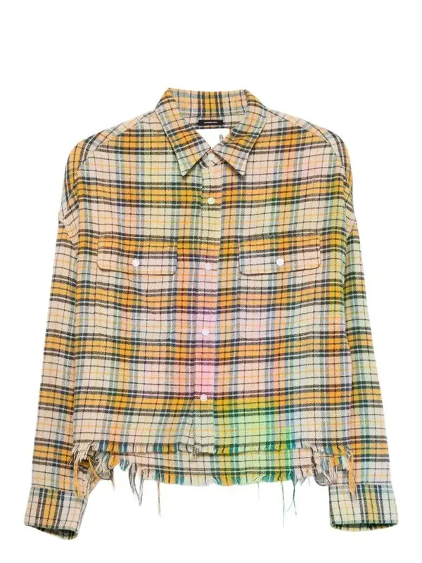 R13 Plaid Frayed Shirt - Yellow