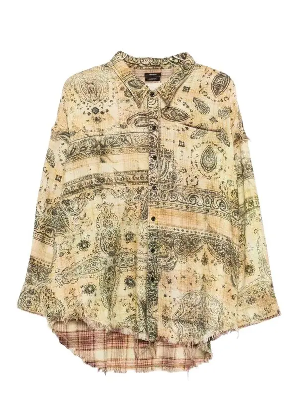 R13 Shredded Seam Bandana Shirt - Neutrals