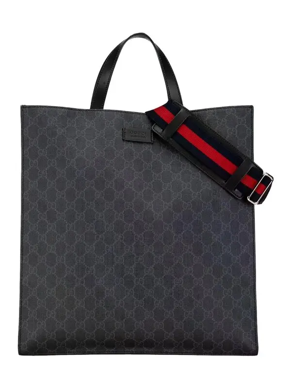 Gucci Gg Supreme Convertible Soft Tote Satchel - Black
