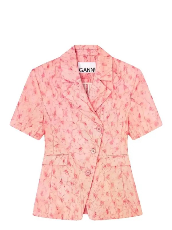 GANNI Double-breasted Short-sleeve Jacket - Pink