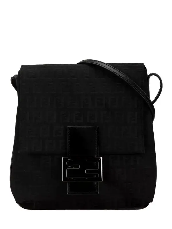 Fendi 2000-2010 Zucchino Canvas Crossbody Bag - Black