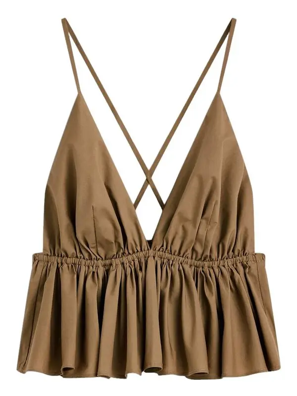 Scanlan Theodore Parachute Cotton Ruffle Camisole - Camel