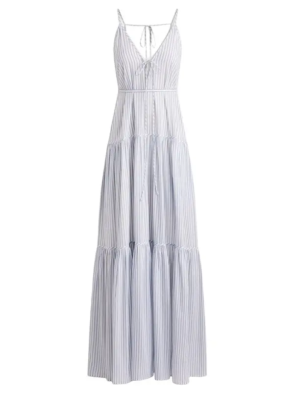 Scanlan Theodore Stripe Voile Tier Dress - Blue.stripe