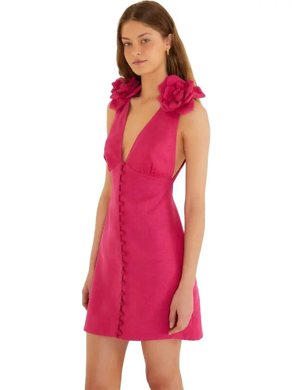 Farm Rio Sleeveless Euroflax™ Premium Linen Mini Dress - Pink