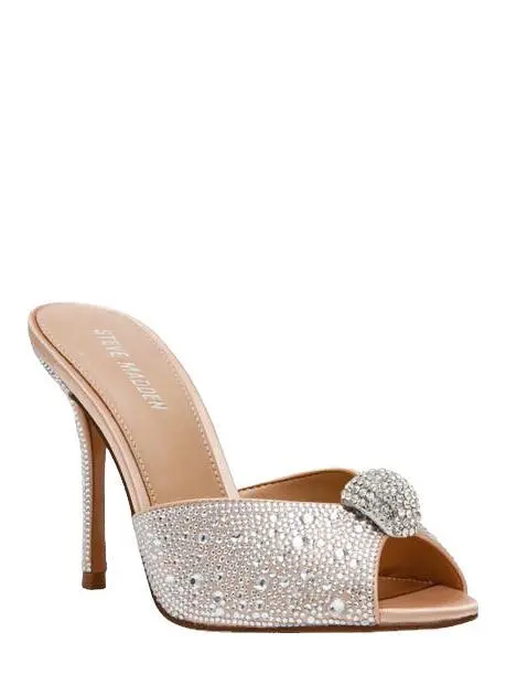 Steve Madden Priya Peep Toe Stiletto Slides - Rhinestone