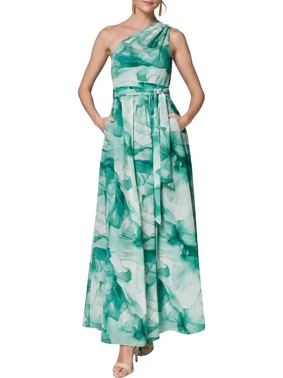 Donna Karan New York Floral One-shoulder Gown - Lawn Multi