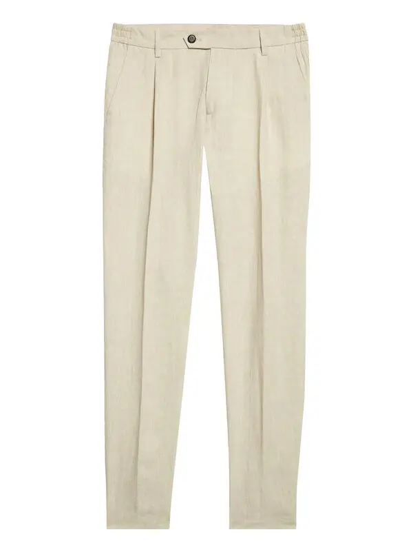 Eleventy Pleated Tapered Linen Pants - 02nn Sand