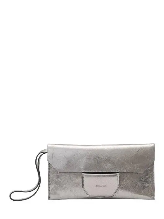ALLSAINTS Ursa Leather Pouch - Gunmetal Grey