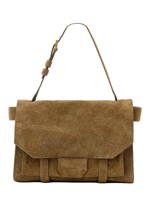 ALLSAINTS Ursa Suede Satchel - Biscuit Brown