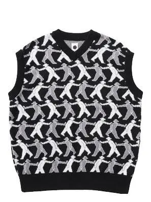 VOWELS Jacquard Knit Vest - Black