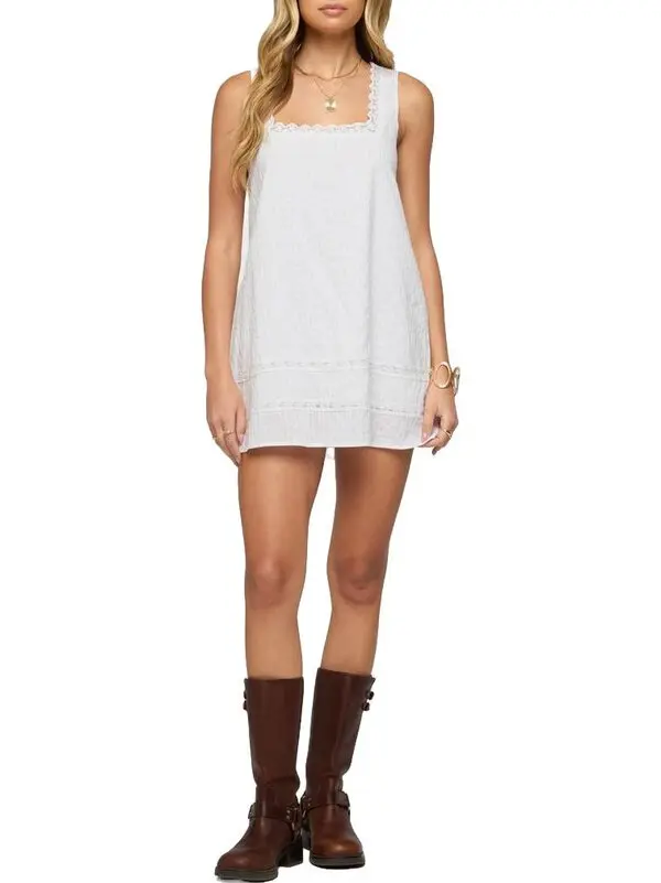 EDIKTED Lace Trim Mini Dress - White
