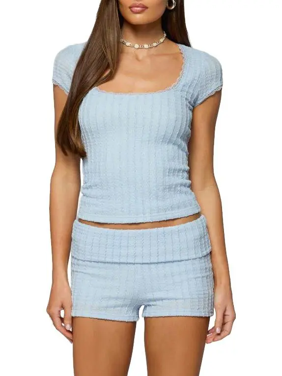 EDIKTED Iyara Knit Crop Top - Light-blue