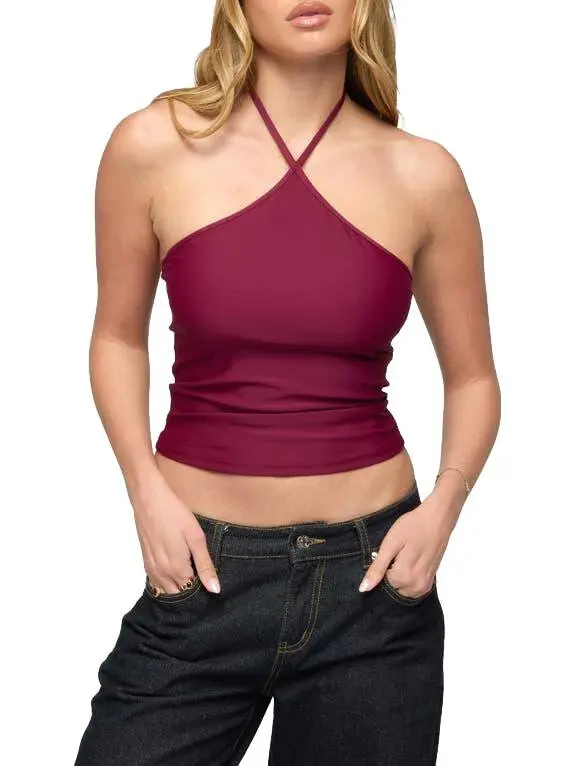 EDIKTED Alaynah Halter Top - Wine