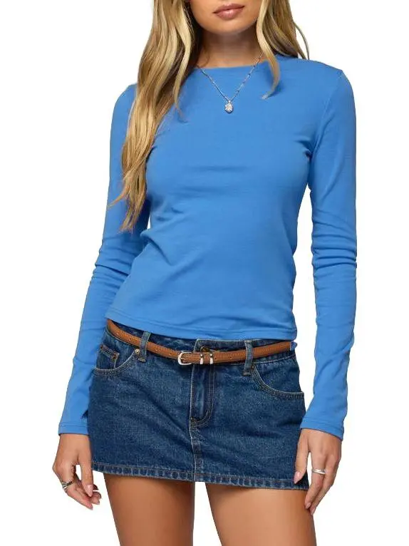 EDIKTED Kiyan Long Sleeve Top - Blue