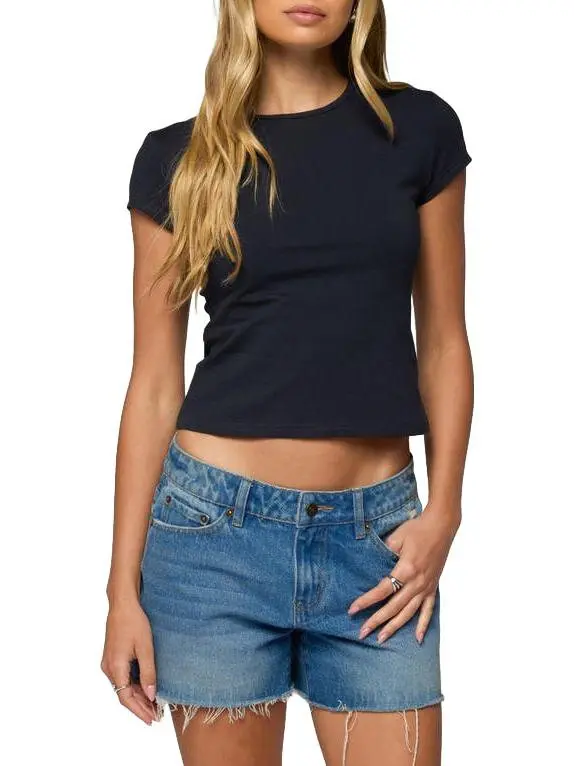 EDIKTED Delvina Crop T-shirt - Navy