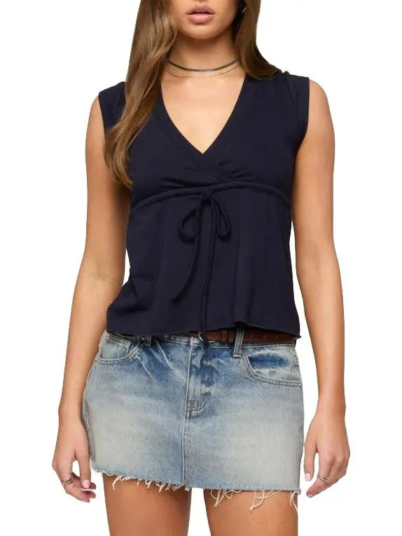EDIKTED Rusanna Babydoll Tank - Navy