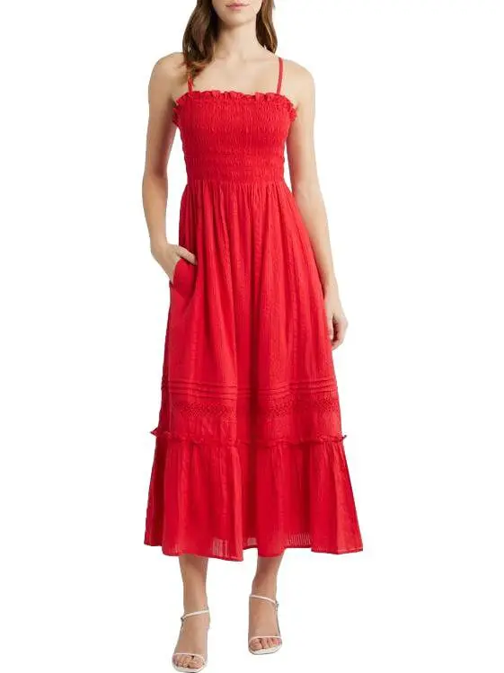 CLEOBELLA Magnolia Ruffle Trim Maxi Dress - Goji Berry