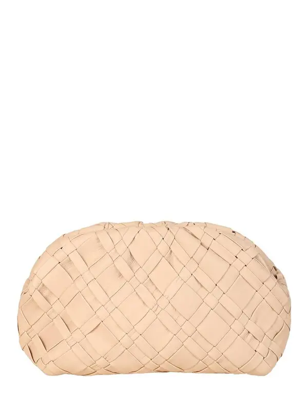 Rafe New York Aya Woven Leather Frame Clutch - Buff