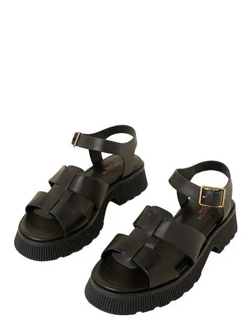 Charlotte Stone Henny Platform Caged Sandals - Black