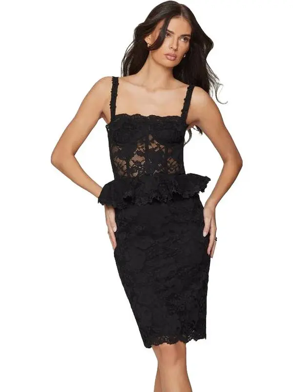 Generation Love Angelique Mesh Lace Dress - Black