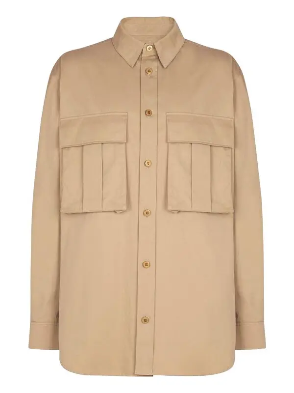 Balmain Cotton Safari Shirt - Beige