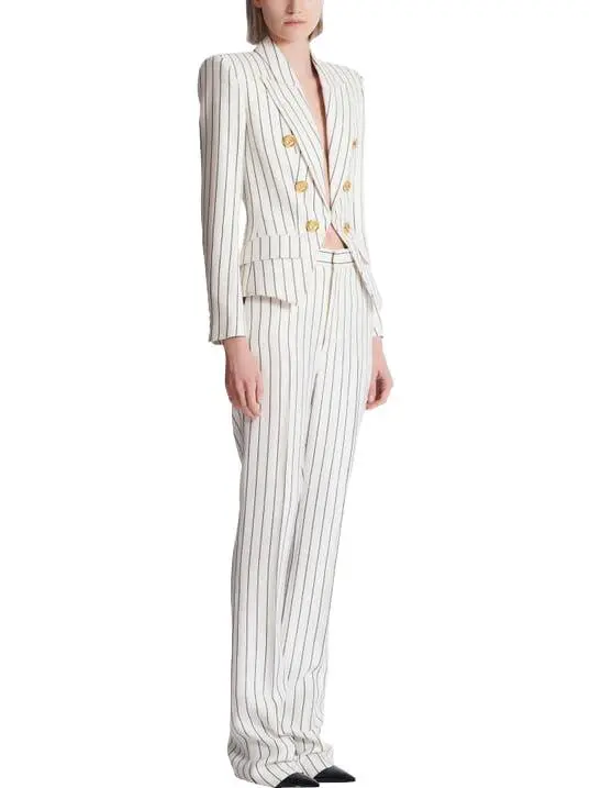 Balmain 6-button Pinstripe Jacket - White