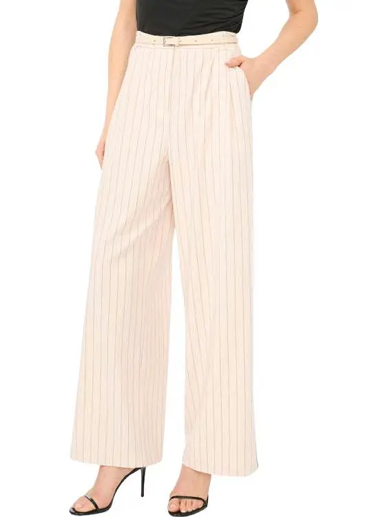 Halogen Belted Pleated High Waist Wide Leg Trousers - Birch